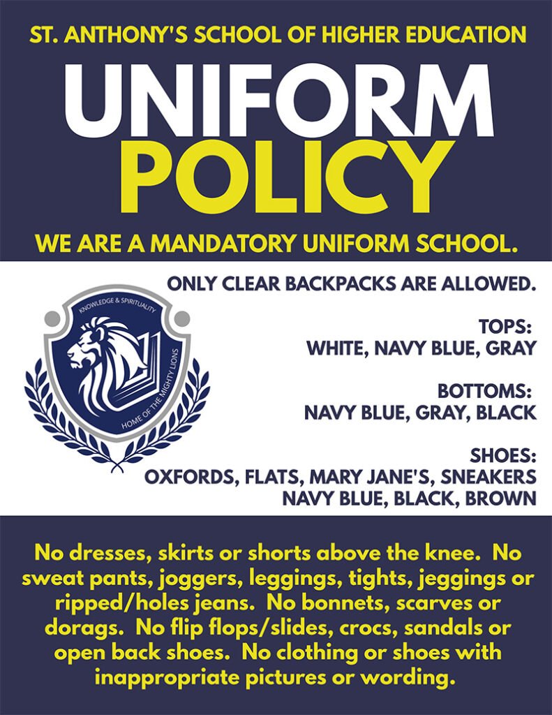 Uniform Policy - St Anthony's School of Higher Education